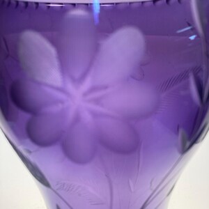 Purple Glass Vase Heavy Decorative, Purple Glass Floral Flowers ...