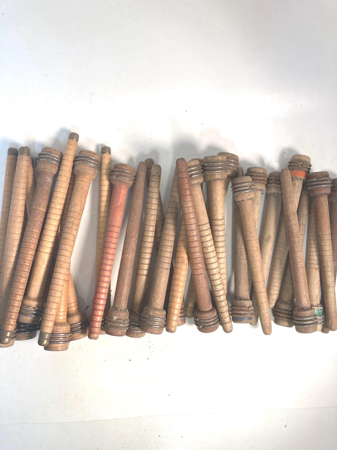 Wood Bobbins Spools Industrial Style Spindles 7 3/8, 8, and 8.75 Wooden ...