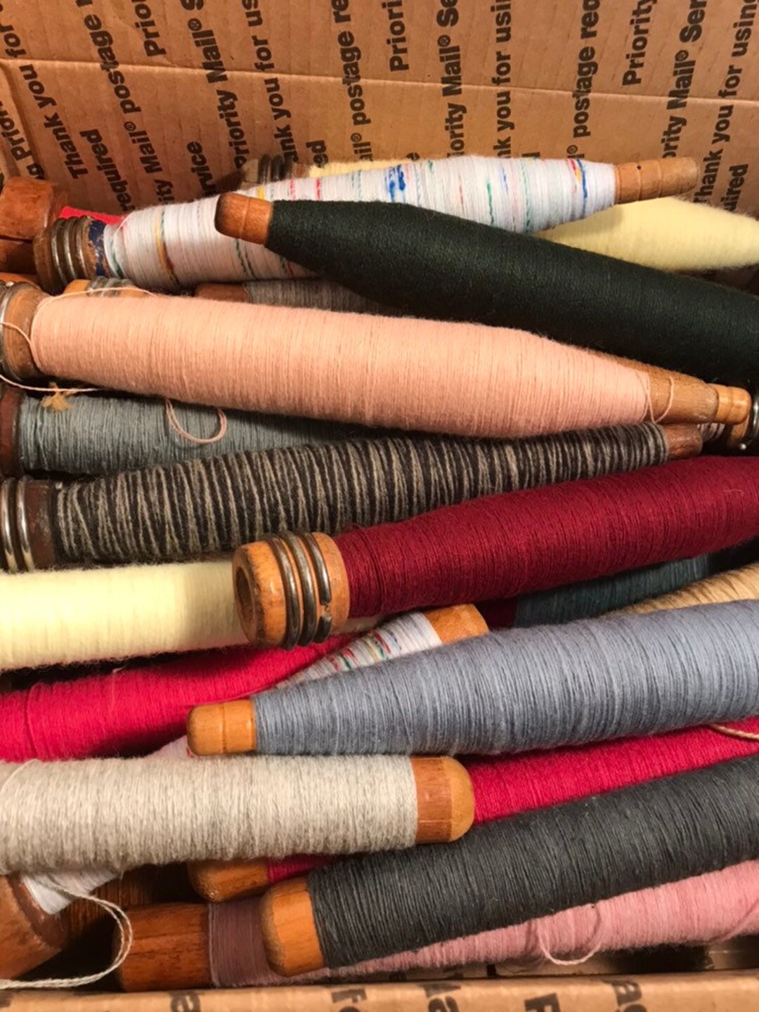 Spools Bobbins Threaded Wrapped Primitive Quills Factory Reclaimed ...