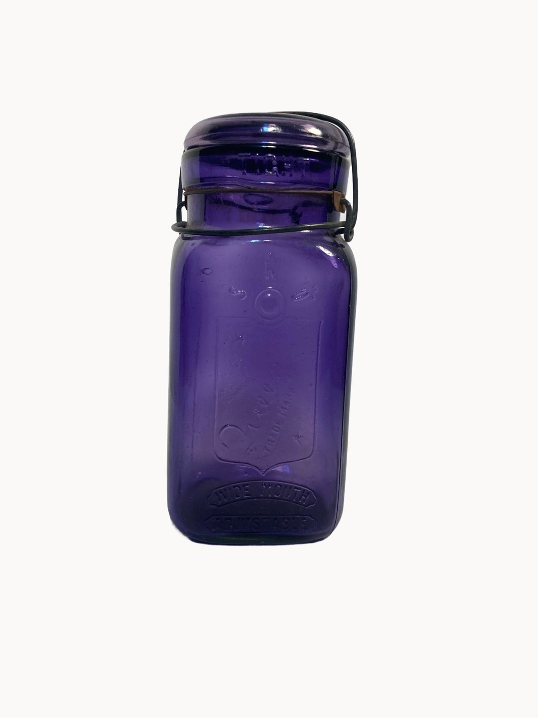 Purple Glass SMALLEY QUEEN Wide Mouth 1 QUART Fruit Jar Quart Canning ...
