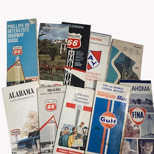 Vintage Maps Atlas Road Trip Foldable Antique Ephemera Travel Guides ...
