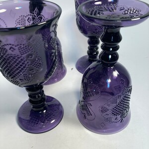 Vintage Purple Glass Stemware Wine Antique Irradiated Purple Set of 4 ...