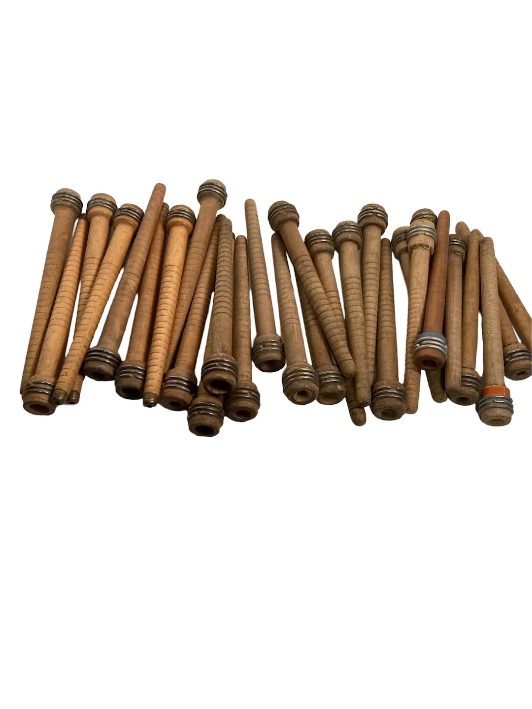 Wood Bobbins Spools Industrial Style Spindles 7 3/8