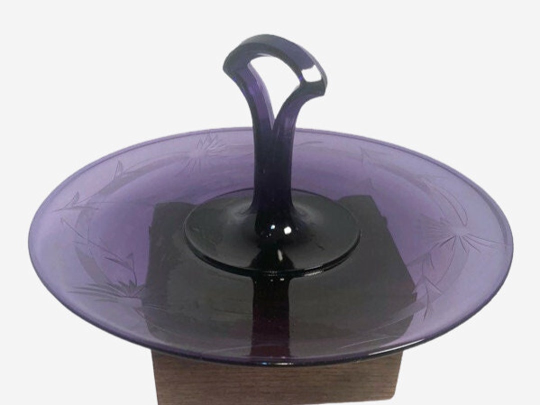 Vintage Amethyst Purple Glass Torte Plate: Shabby Chic Serving Tray - Etsy