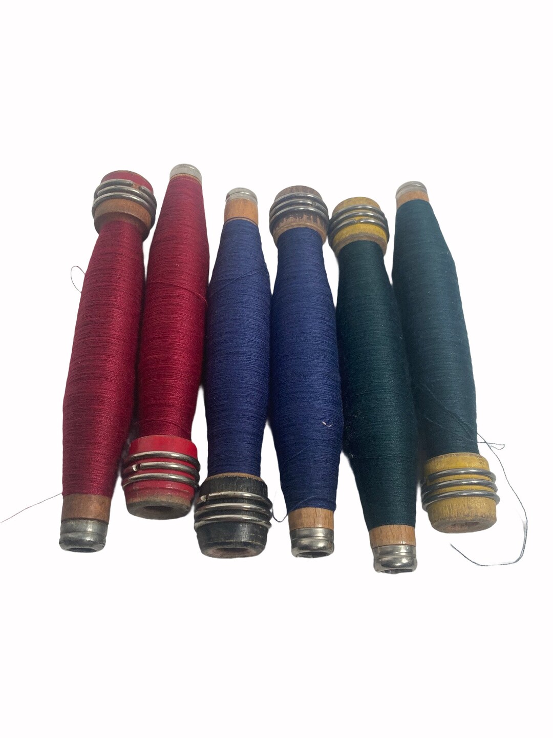 Wrapped Wood Quills, Bobbins, Wrapped Spools, Wooden Threaded, Textile ...