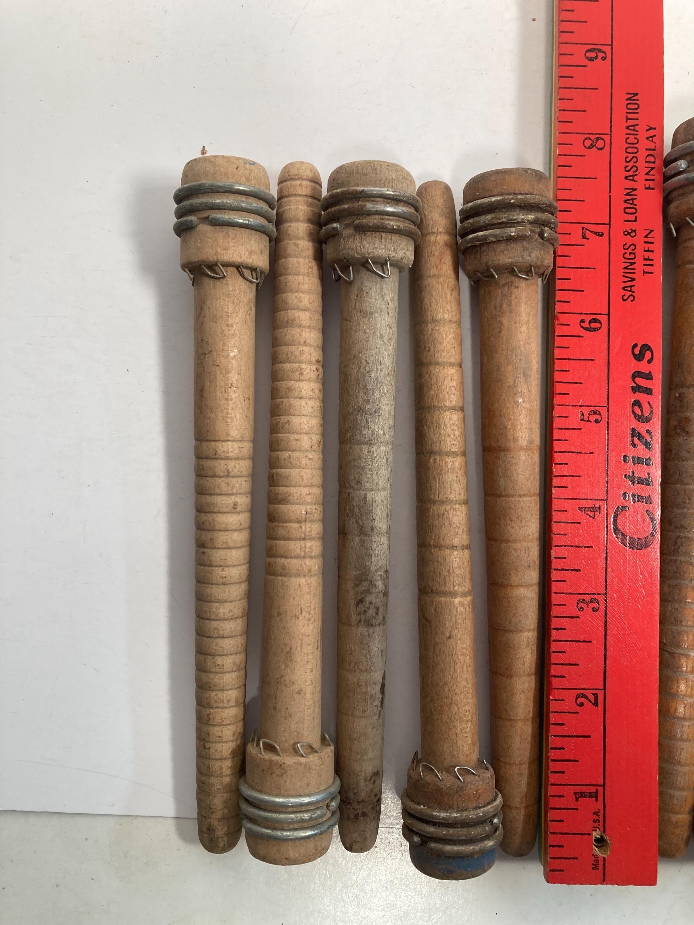 Wood Bobbins Spools Industrial Style, 7 3/8