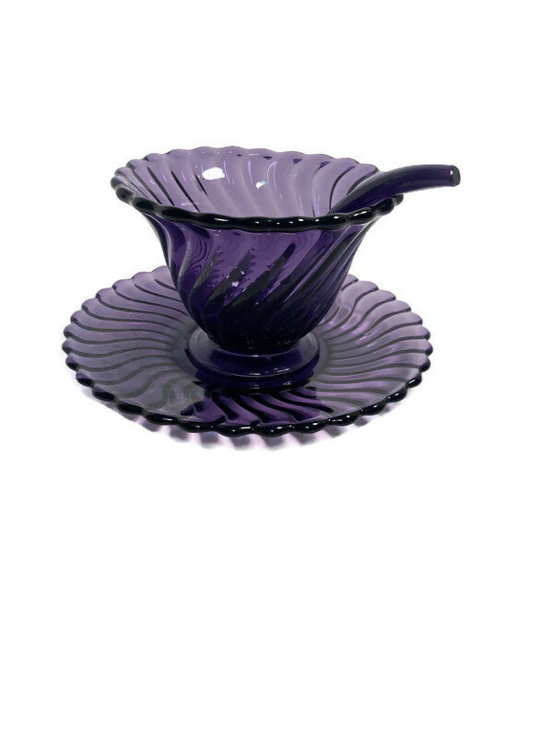 Fostoria Colony Antique Purple Glass Condiment Serving Bowl Plate and ...