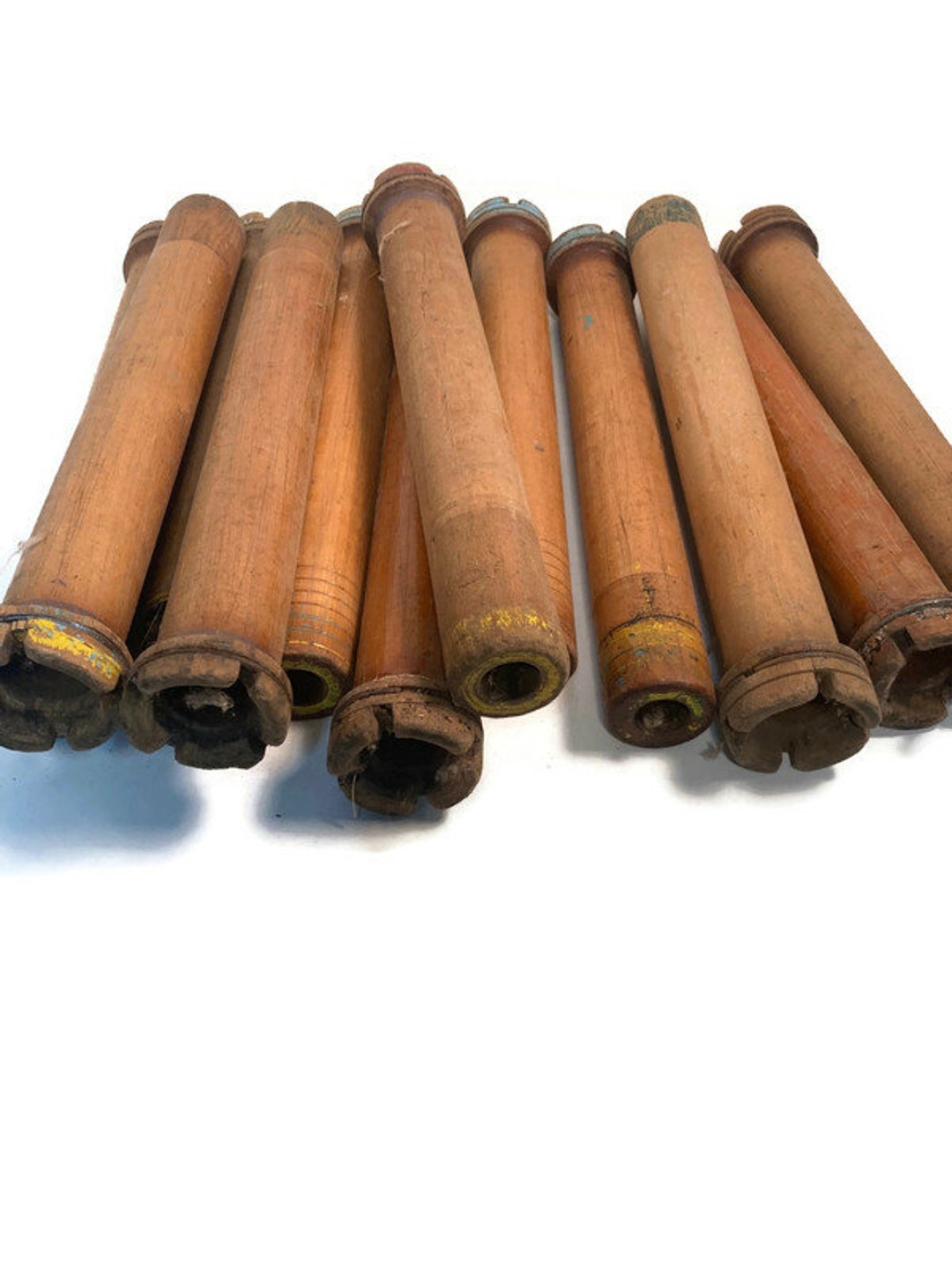 Roving Bobbins 12 " Tall Spools Wood Wood Quills Textile Factory ...