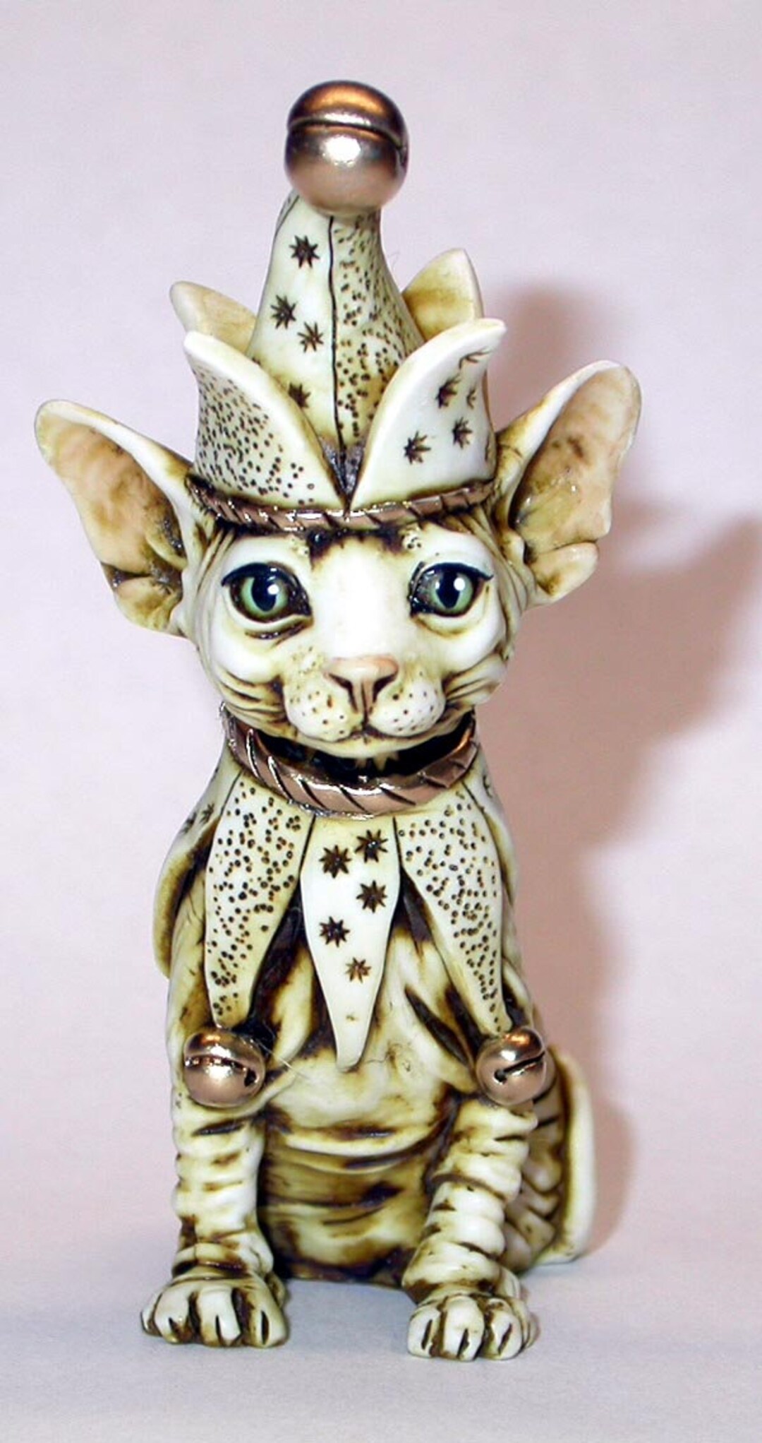 Artist Neil Eyre Eyredesigns Sphynx Cat Kitten Ivory Color Gold Leaf ...