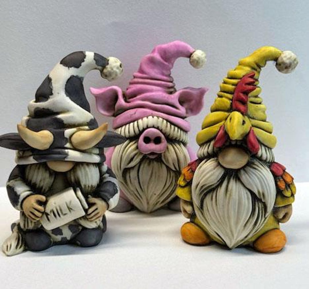 Artist Neil Eyre Eyredesigns Gnome Gonk Farm Animal Barn Yard Milk Cow ...