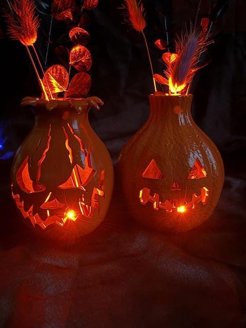 Neil Eyre Designs Halloween Horror Pumpkin Head Face 3D Vase Set Jack-o ...