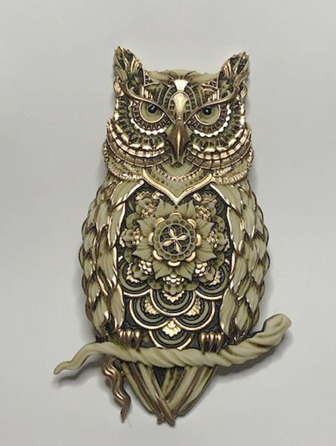 Artist Neil Eyre Eyredesigns Ivory Gold Leaf Hoot Snow Barn Majestic ...