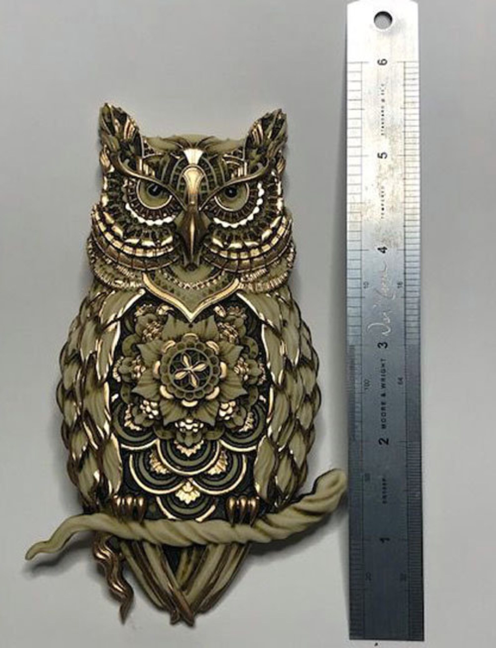 Artist Neil Eyre Eyredesigns Ivory Gold Leaf Hoot Snow Barn Majestic ...