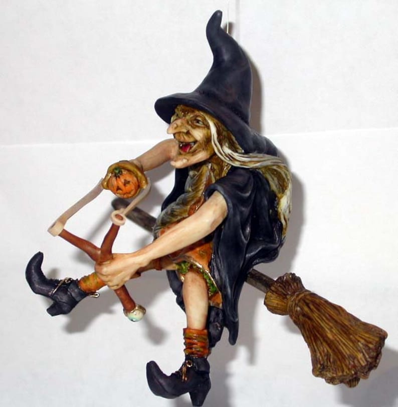Neil Eyre Eyredesigns 3D Halloween Witch Riding Broom Stick - Etsy