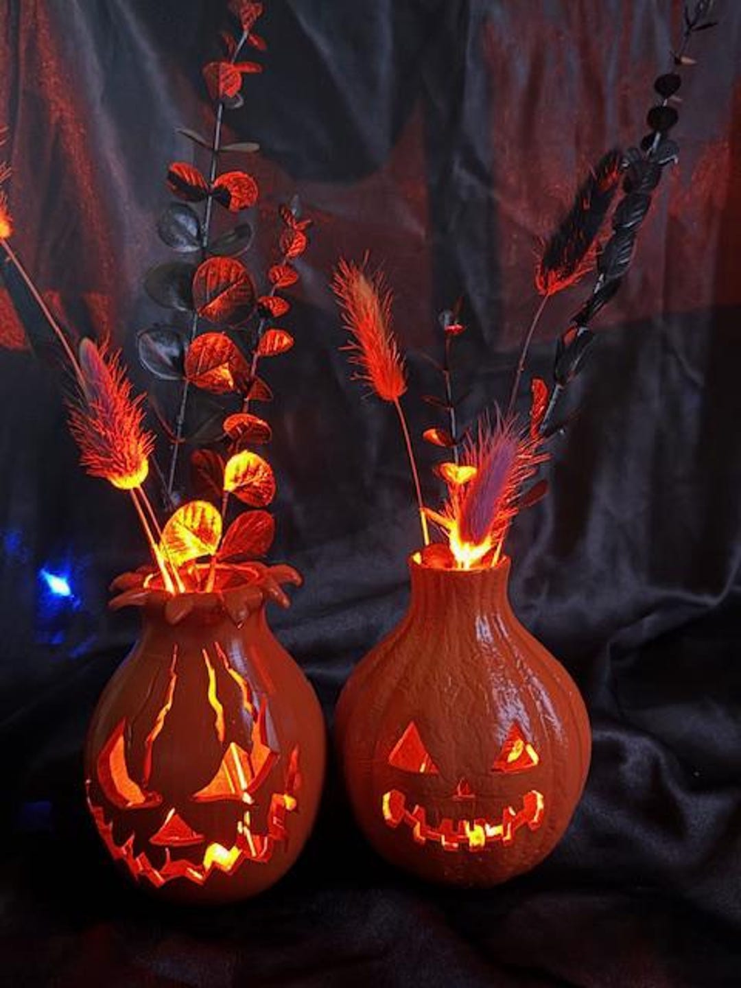 Neil Eyre Designs Halloween Horror Pumpkin Head Face 3D Vase Set Jack-o ...