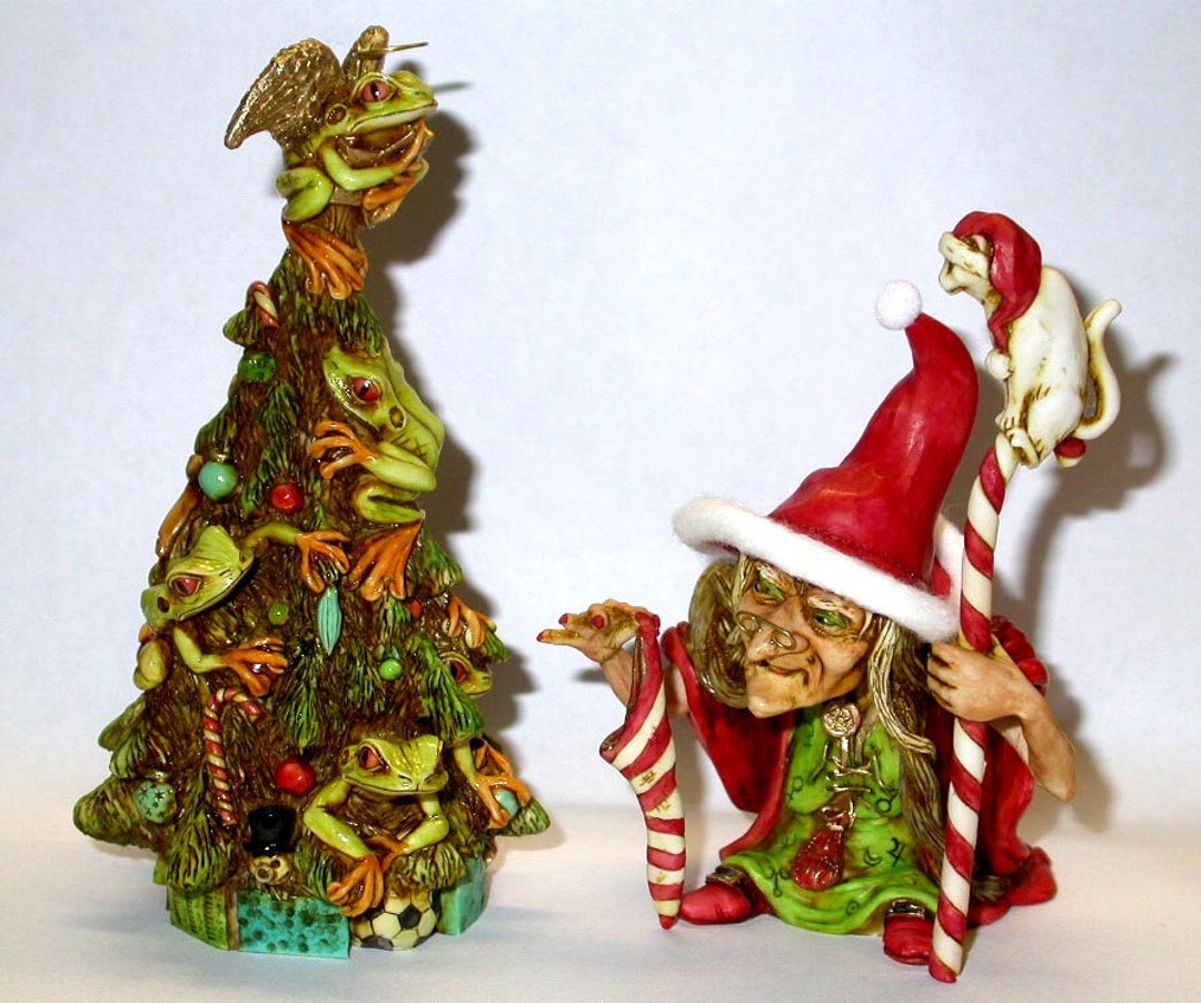 Neil Eyre Eyredesigns Tree Frog Christmas Tree Witch Striped Stocking ...