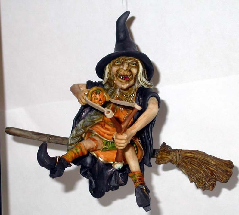 Neil Eyre Eyredesigns 3D Halloween Witch Riding Broom Stick - Etsy