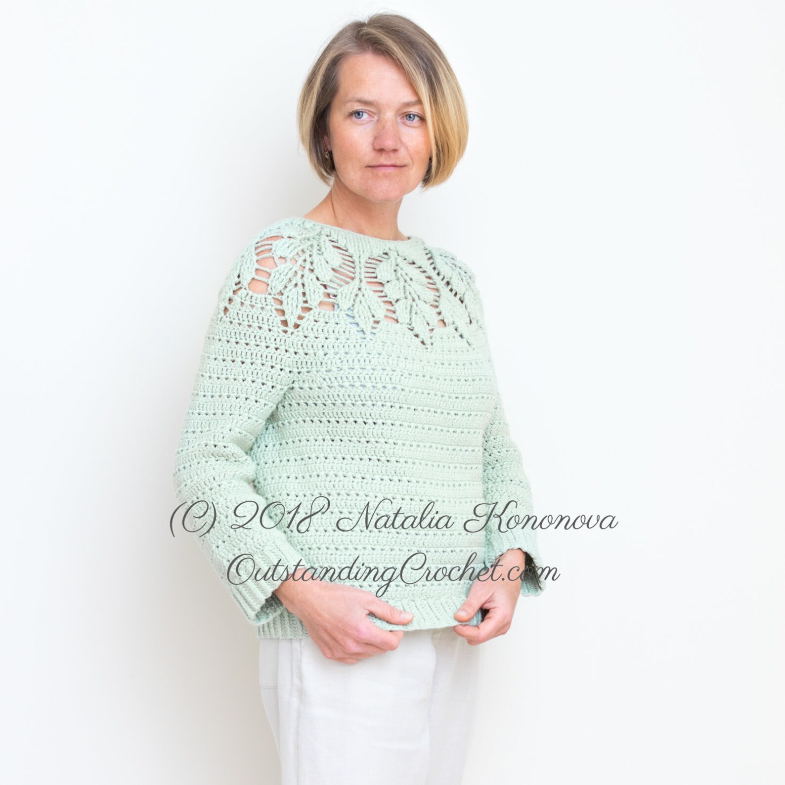 Crochet Sweater PATTERN Leaf Yoke Women Top Jumper | Etsy Canada