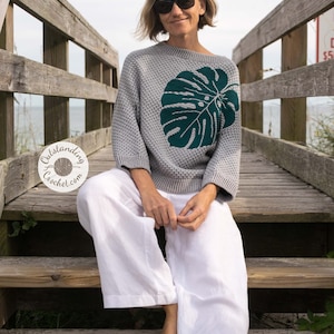 Crochet Sweater PATTERN - Monstera - Overlay Mosaic - Women Pullover ...