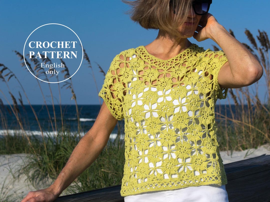 Crochet Top PATTERN - Women Summer Lace Pullover - Cutleaf (PDF) - Etsy
