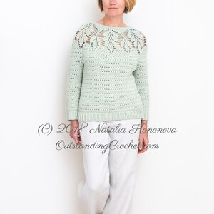 Crochet Sweater PATTERN - Leaf Yoke - Women Top, Jumper, Pullover ...