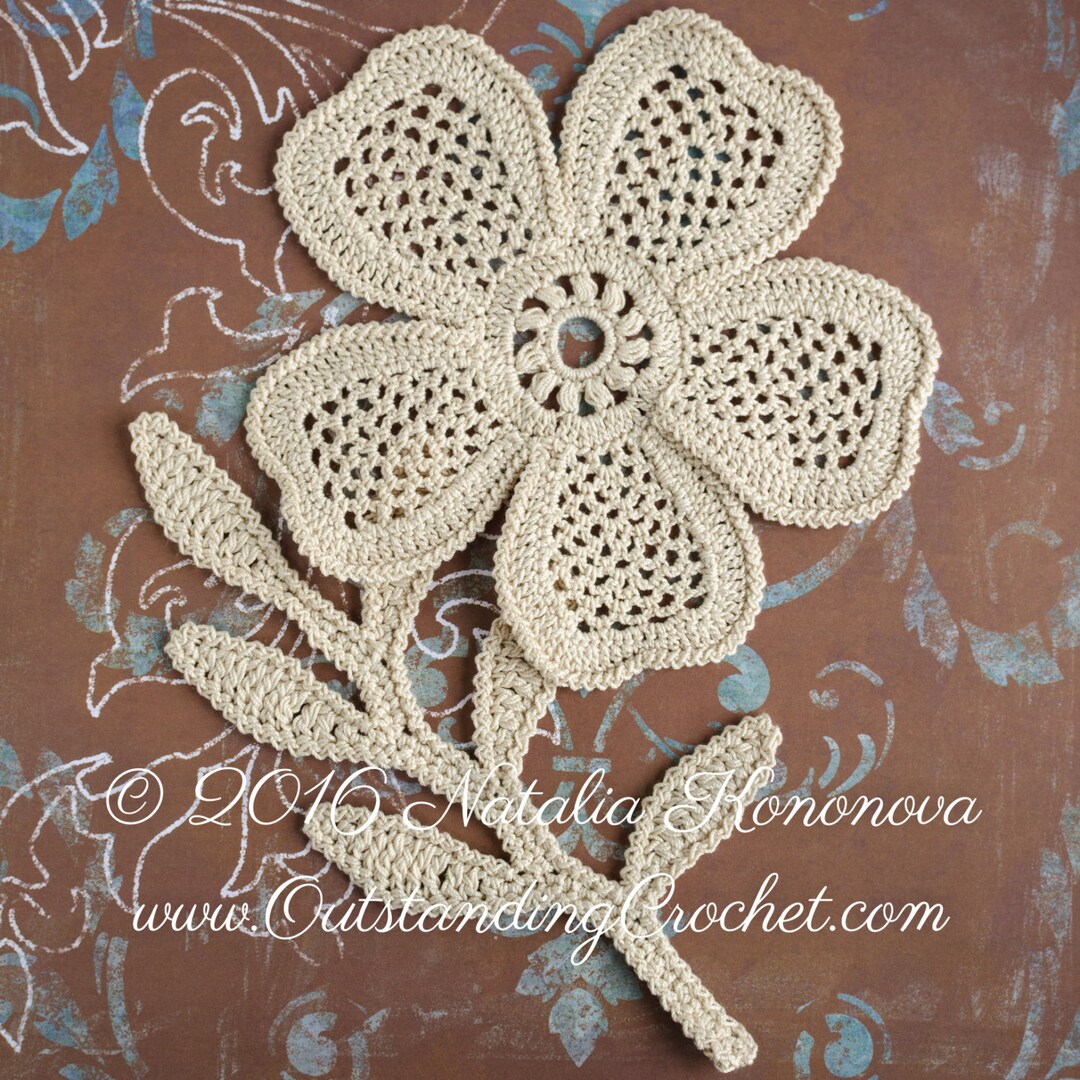 Irish Crochet Flower Leaf PATTERN - Decor, Ireland Lace Motifs ...