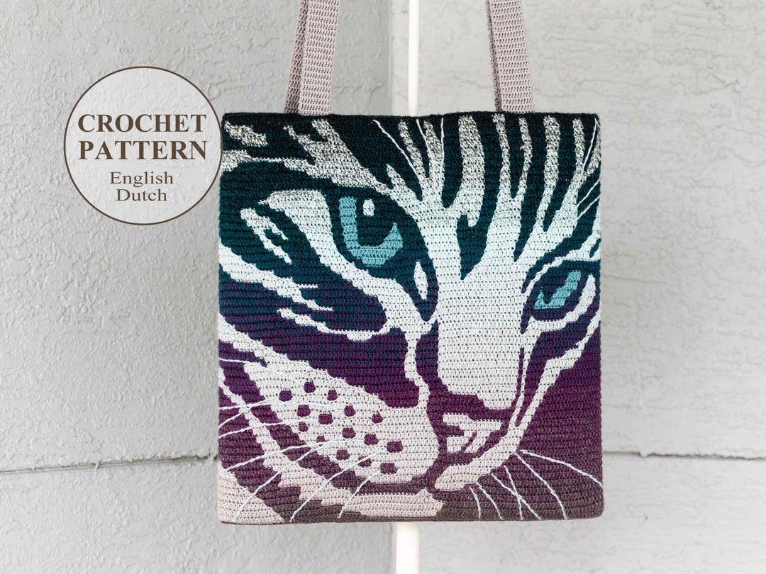 Cat Bag and Pillow Crochet PATTERN: Overlay Mosaic Animal Print Tote ...