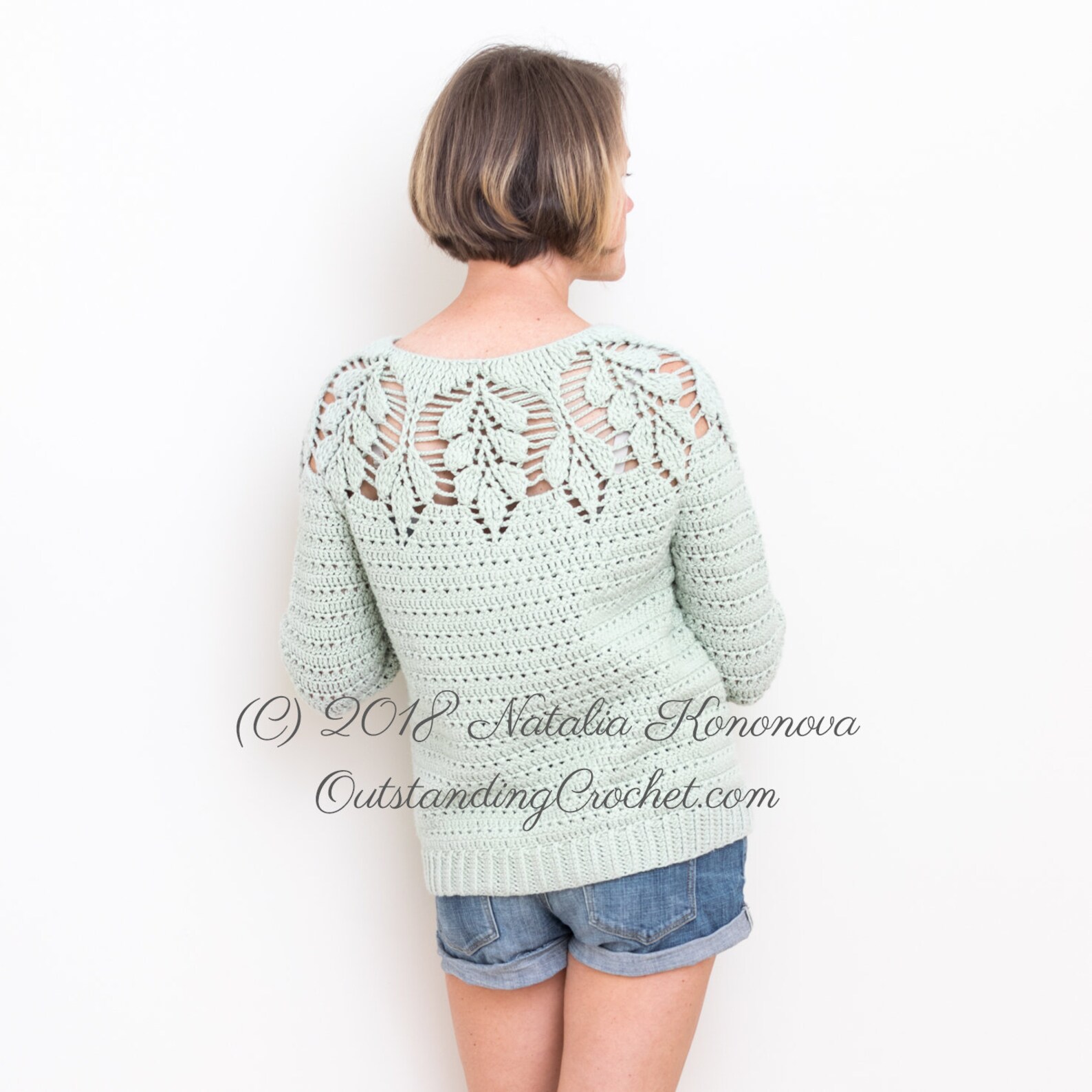 Crochet Sweater PATTERN Leaf Yoke Women Top Jumper | Etsy