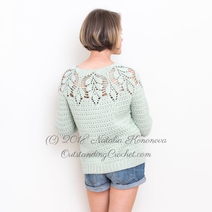 Crochet Sweater PATTERN - Leaf Yoke - Women Top, Jumper, Pullover ...