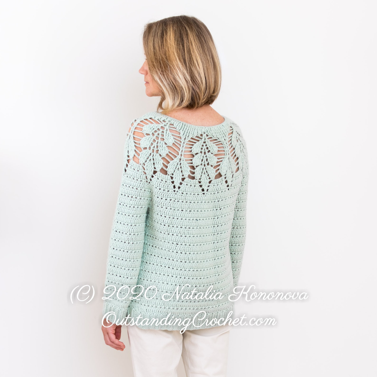 Crochet Sweater PATTERN - Leaf Yoke - Women Top, Jumper, Pullover ...