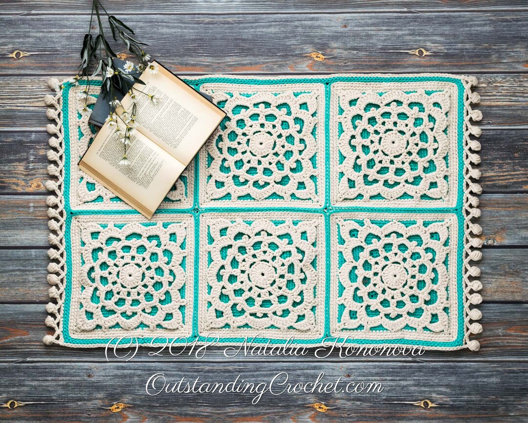 Crochet Rug PATTERN - Mediterranean Floor Rug - Bohemian Home Decor ...