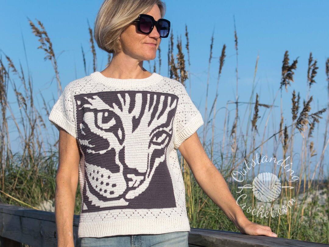 Catitude Sweater Crochet Pattern: Women's Mosaic Cat Pullover (PDF) - Etsy