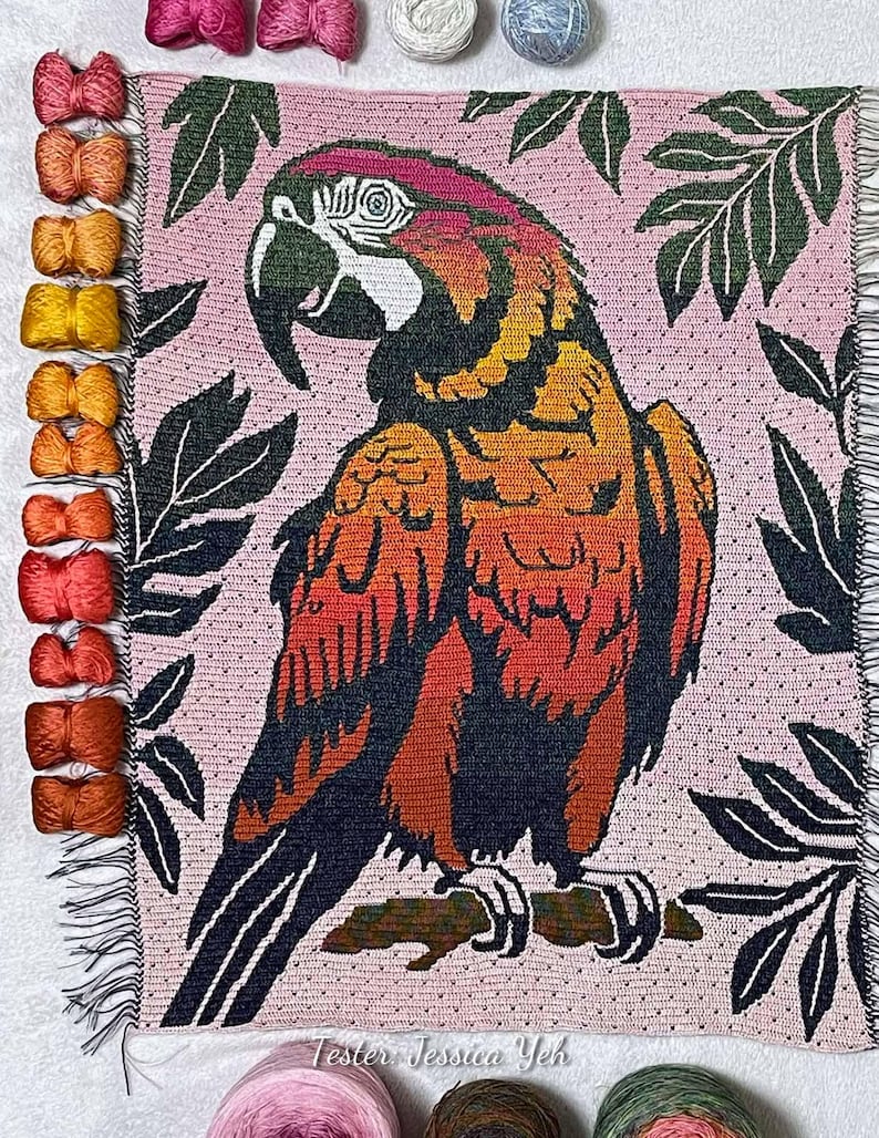 Parrot Blanket Crochet PATTERN - Overlay Mosaic Afghan - Baby, Lapghan ...