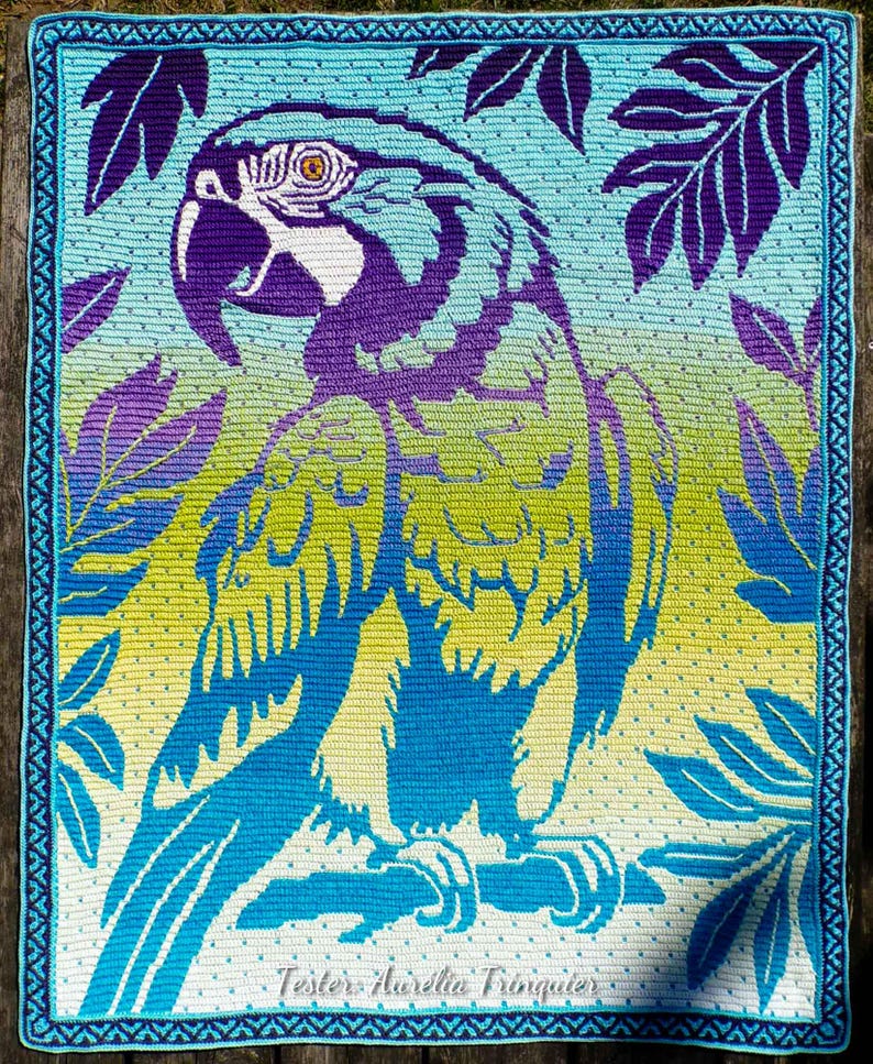 Parrot Blanket Crochet PATTERN - Overlay Mosaic Afghan - Baby, Lapghan ...