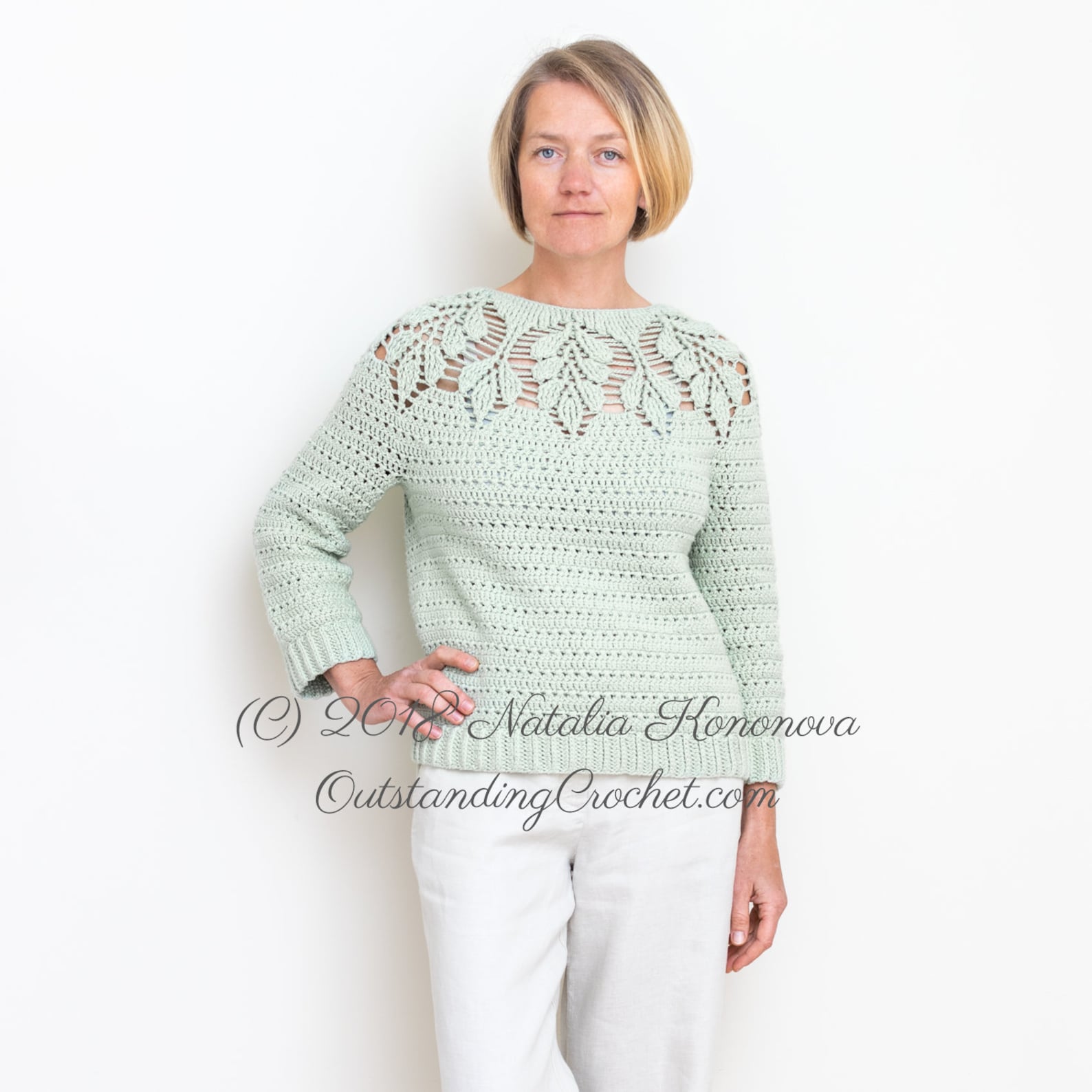Crochet Sweater PATTERN - Leaf Yoke - Women Top, Jumper, Pullover ...
