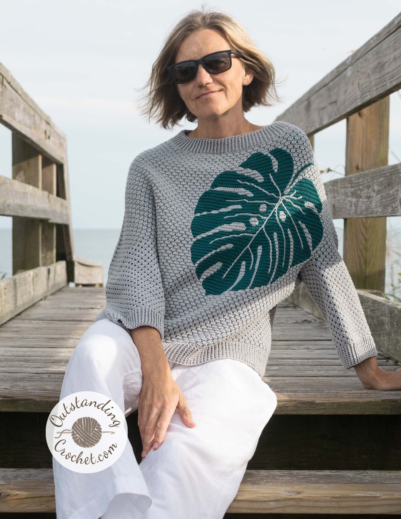 Monstera Sweater Crochet PATTERN - Overlay Mosaic - Women Oversized ...