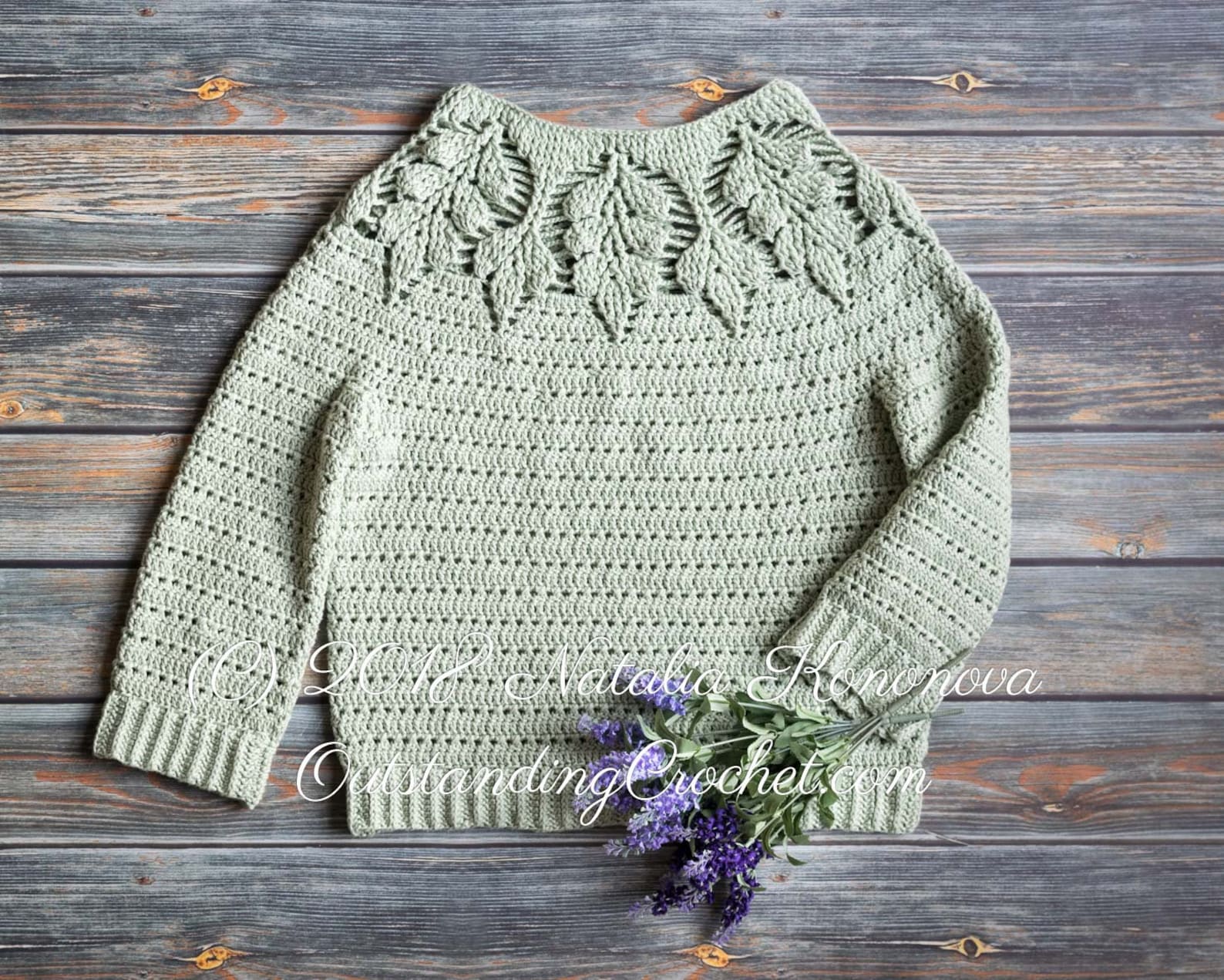 Crochet Sweater PATTERN - Leaf Yoke - Women Top, Jumper, Pullover ...