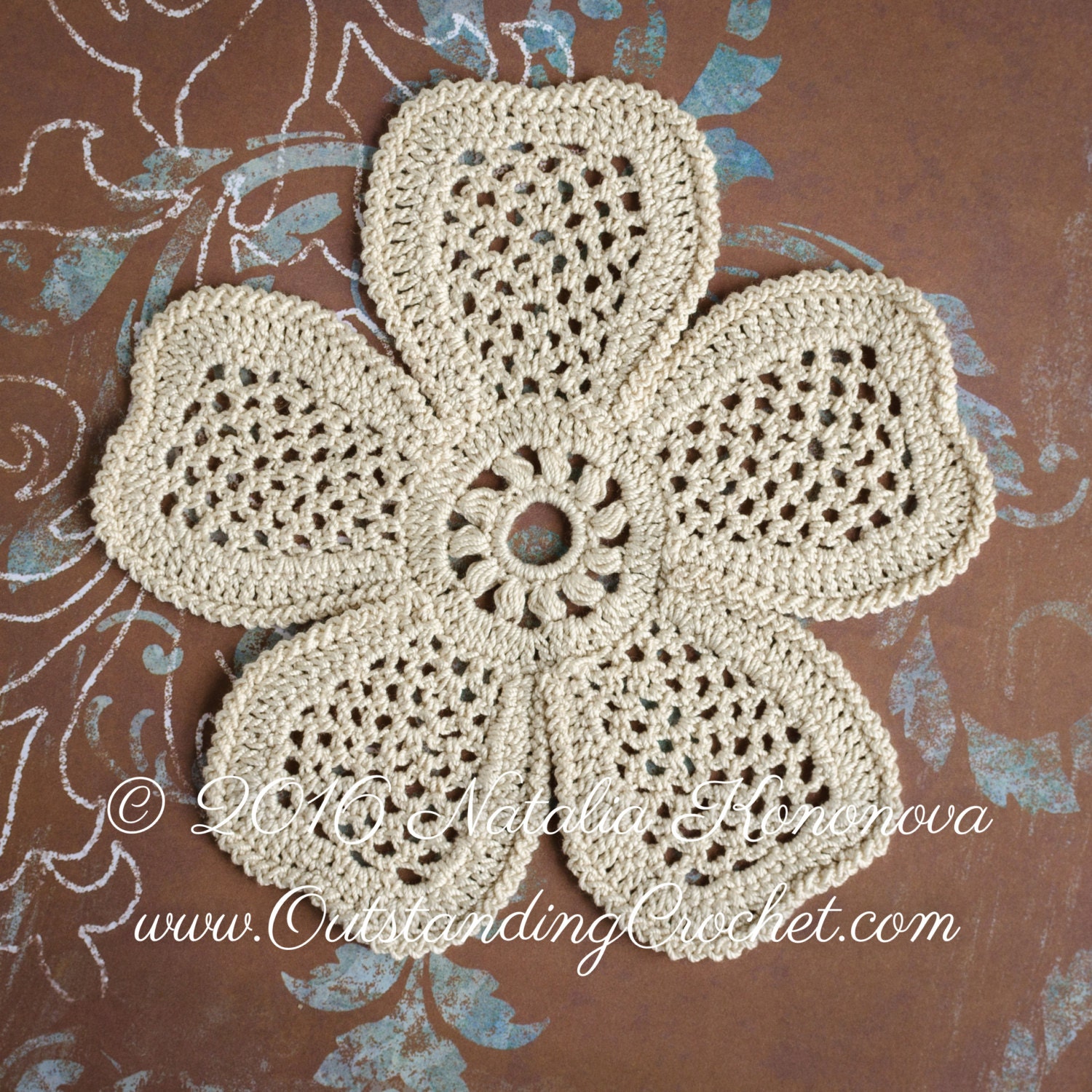 Irish Crochet Applique PATTERN - Looming Flower With Leaf - Lace Motifs ...