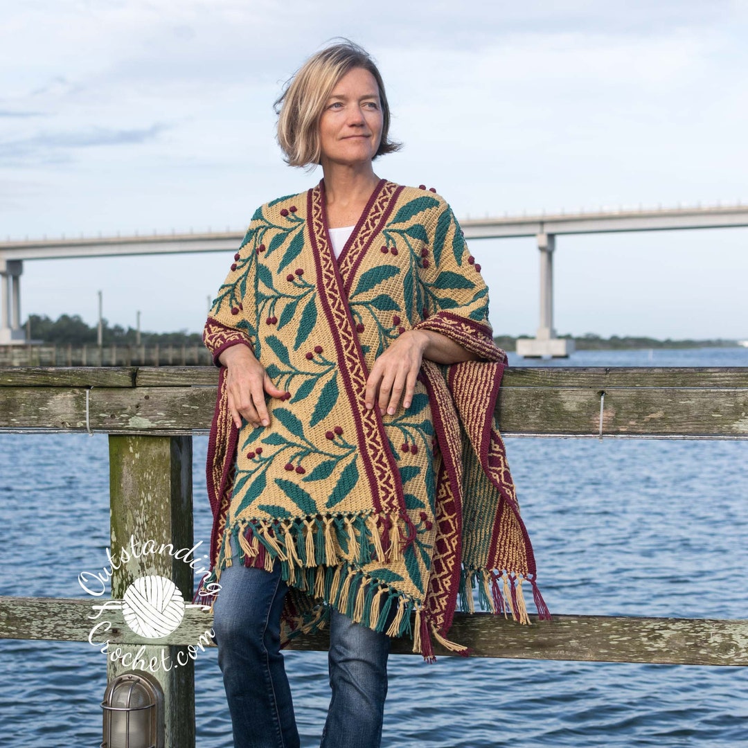 Forager Ruana Shawl Crochet PATTERN: Overlay Mosaic Poncho, Cardigan ...
