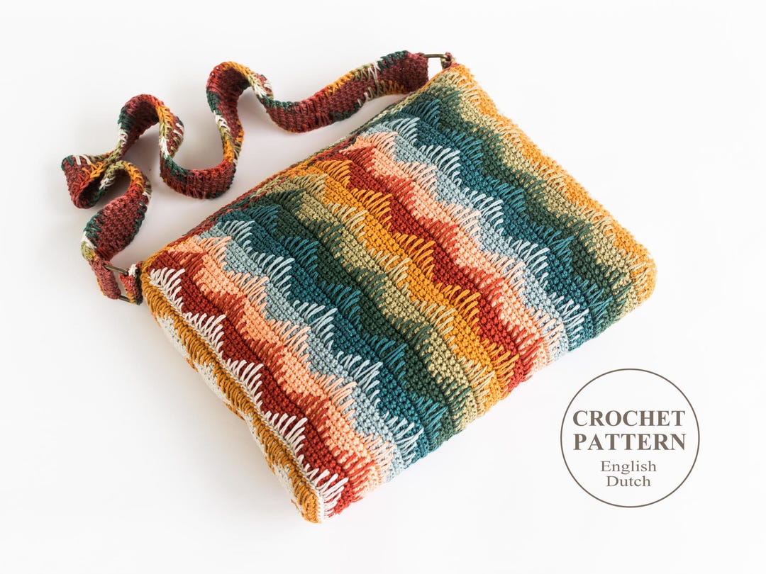 Crochet Patcha Bag Pattern: Multicolored Wavy Shoulder Purse (PDF Pattern) - Etsy