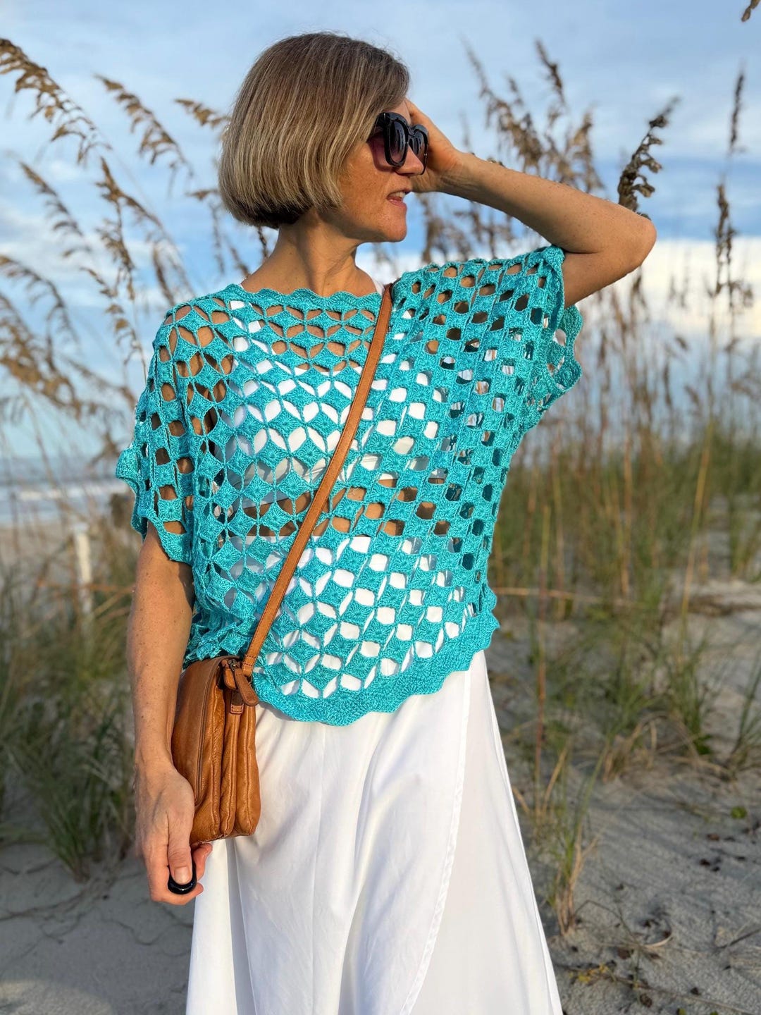Off Shoulder Top Crochet PATTERN - Women Summer Oversized Pullover ...