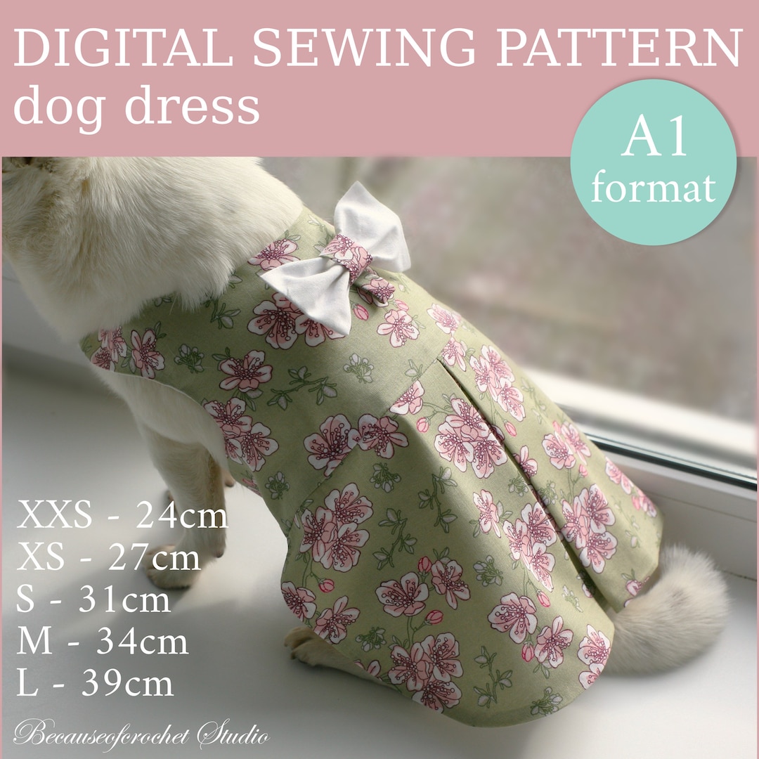 Digital SEWING PATTERN. Easy to Make Dog Dress. A1 Print Format. Print ...