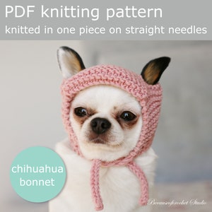 2 PDF Knitting PATTERNS - Chihuahua and Pug Bonnets. Fast and Easy ...
