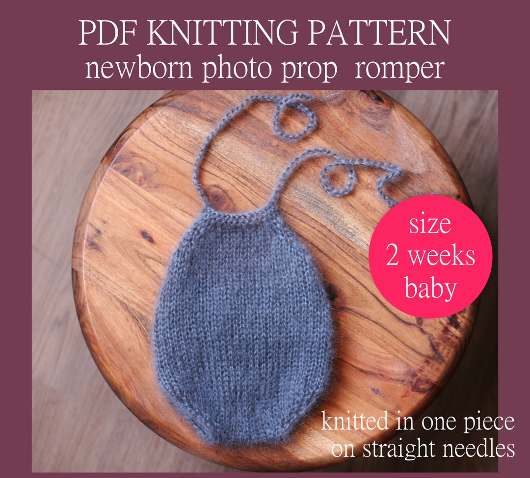 PDF Knitting PATTERN - Newborn Photo Prop Romper. Knitted in One Piece ...