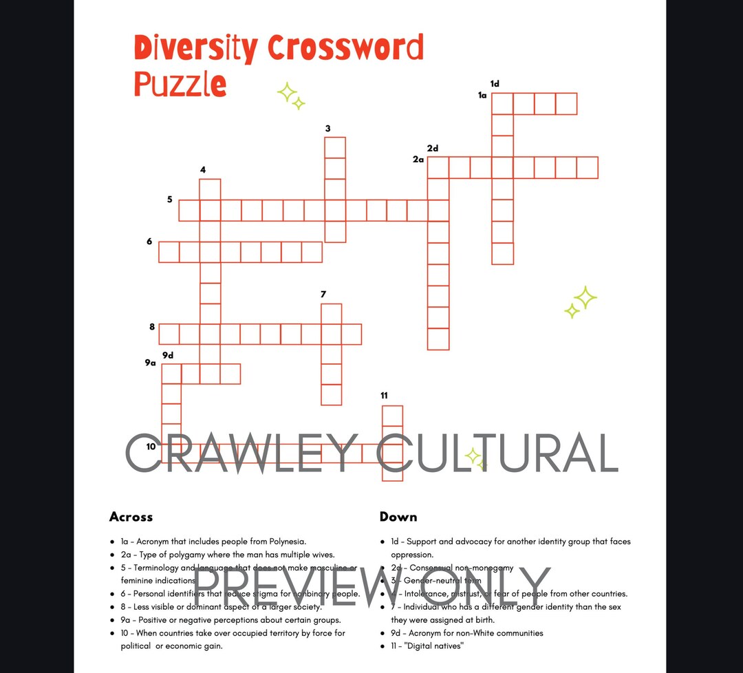 Diversity Crossword & Word Search - Etsy