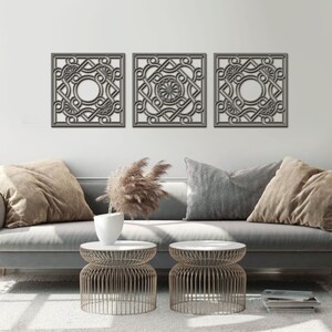 ART DECO Large Wooden Wall Panels, Set of 3 Panels, Elegant Living Room ...