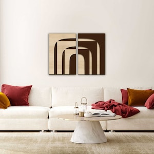 Abstract Two-layer Wood Wall Art on Wooden Frames, Minimalist Wood Wall ...