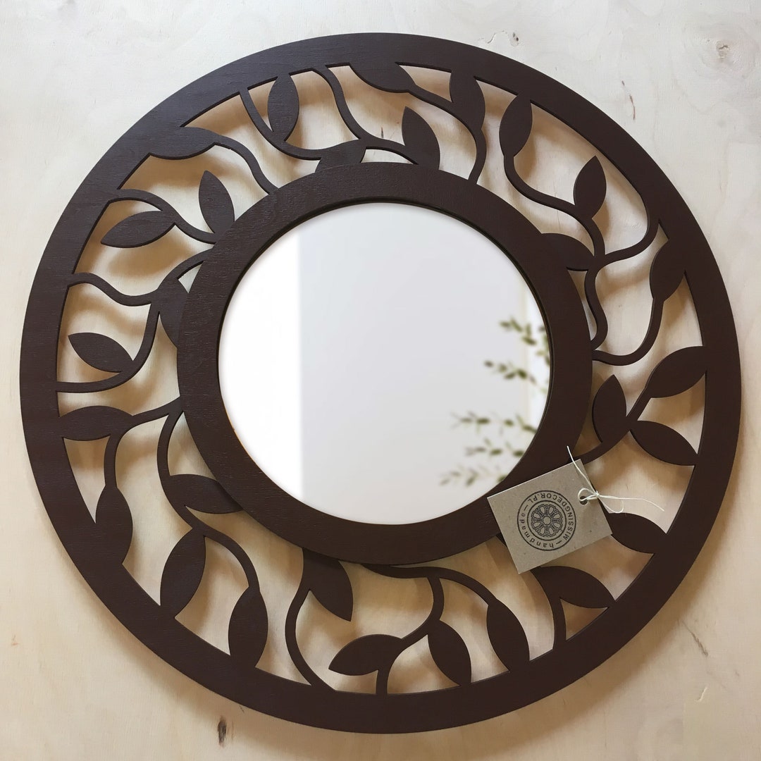 Round Wooden Wall Mirror AMELIA 60cm - Etsy