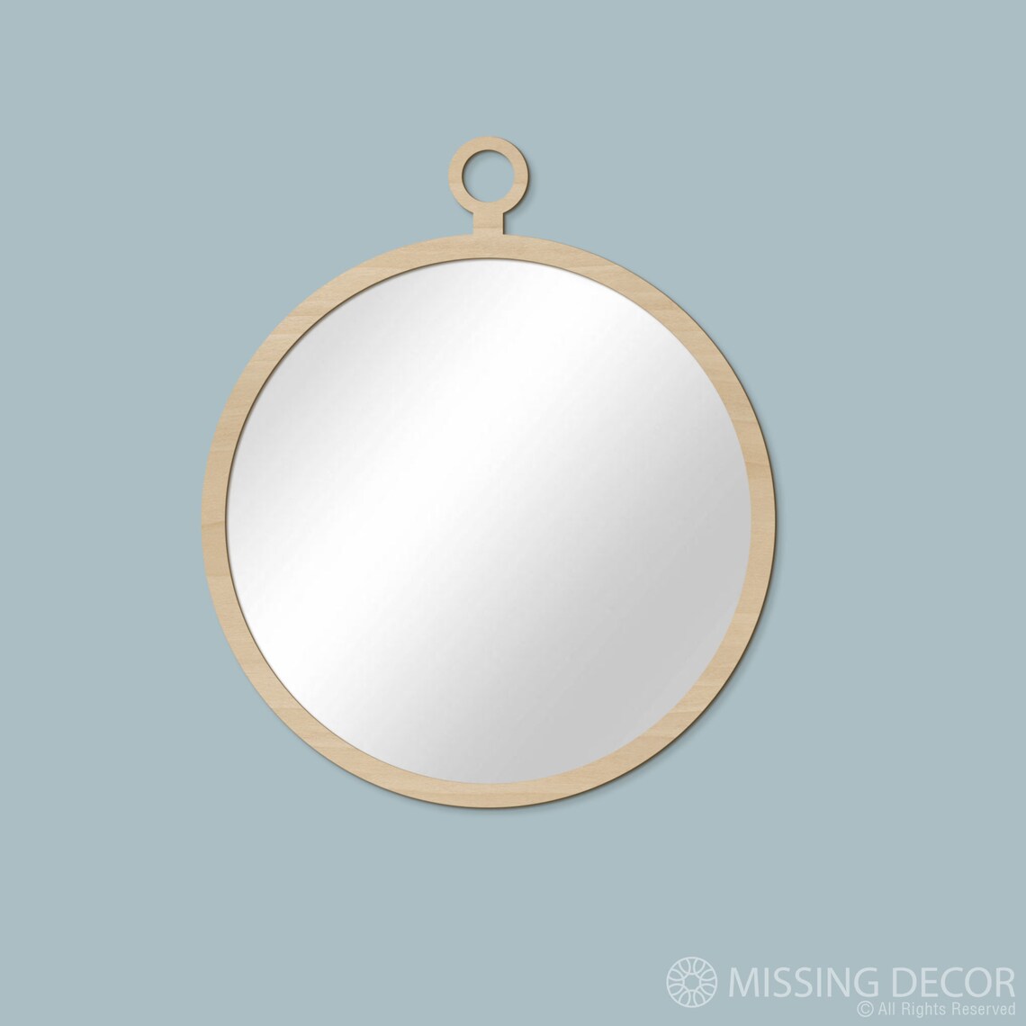 Round Wooden Wall Mirror LUPA 60x60cm Minimalistic Style | Etsy