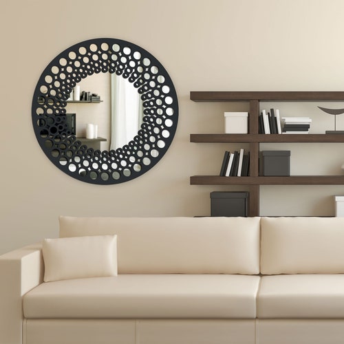 Wooden Round Wall Mirror MIRELLA 60cm - Etsy